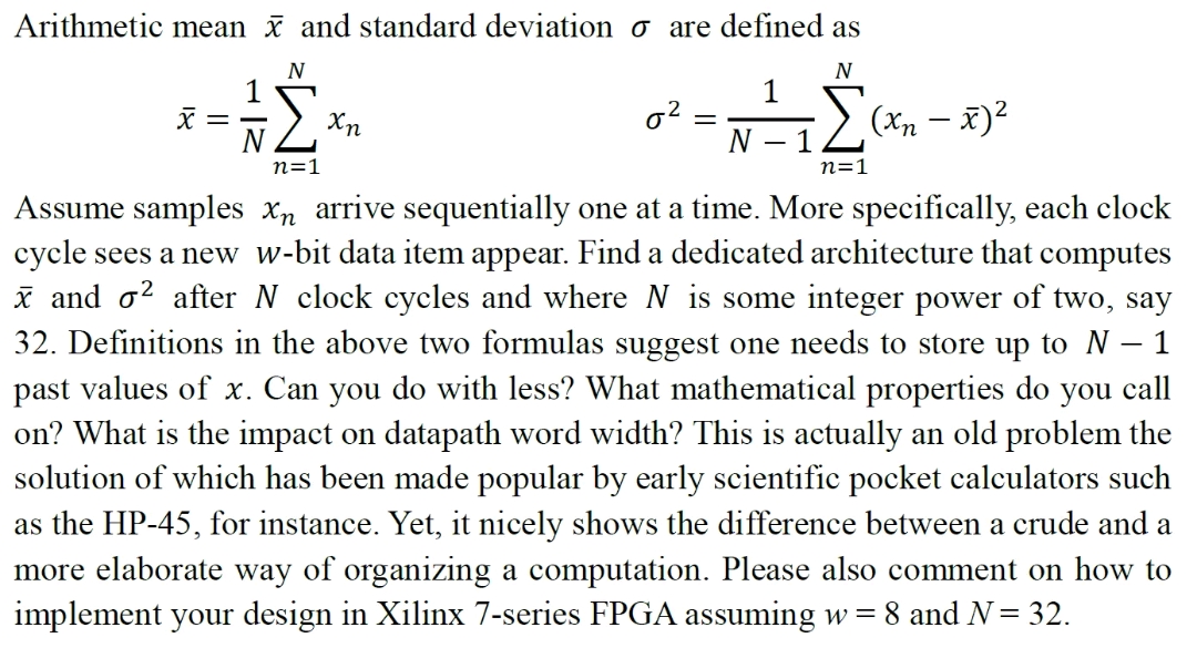 Solved Arithmetic mean xˉ and standard deviation σ are | Chegg.com