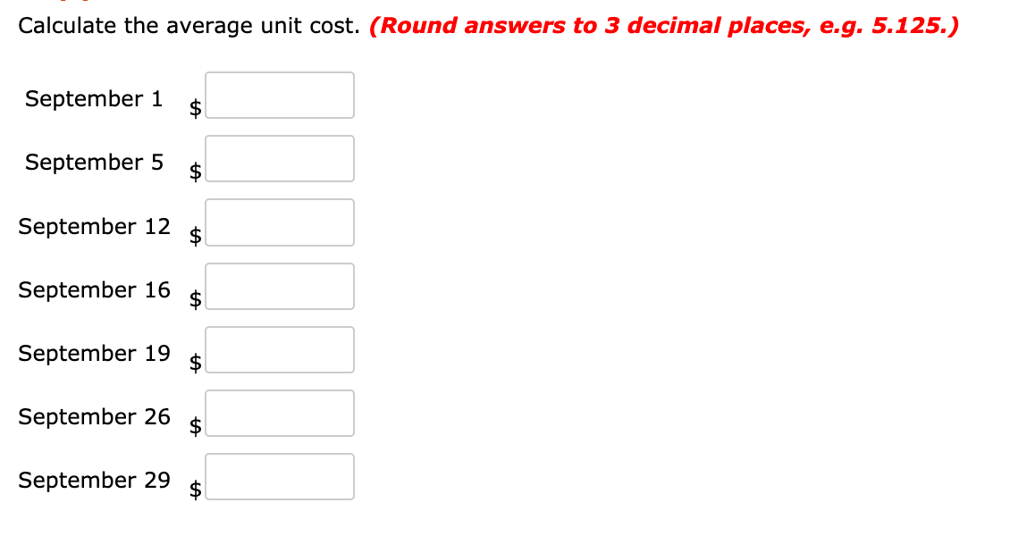 Solved Calculate the average unit cost. (Round answers to | Chegg.com