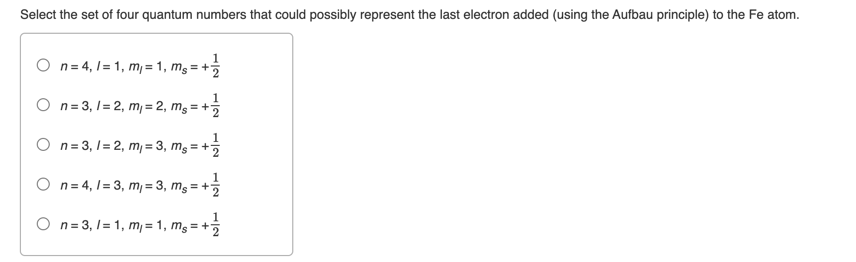 Solved Give the set of four quantum numbers that could | Chegg.com