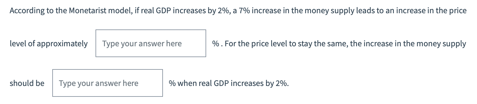 Solved According to the Monetarist model, if real GDP | Chegg.com