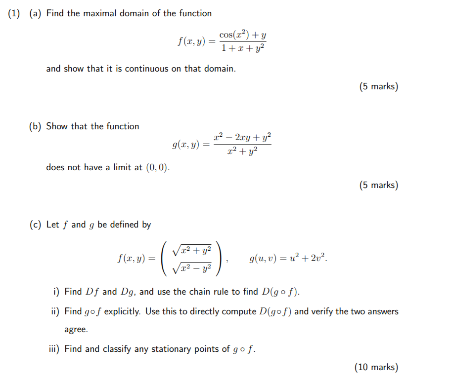 Solved (1) (a) Find the maximal domain of the function f(x, | Chegg.com