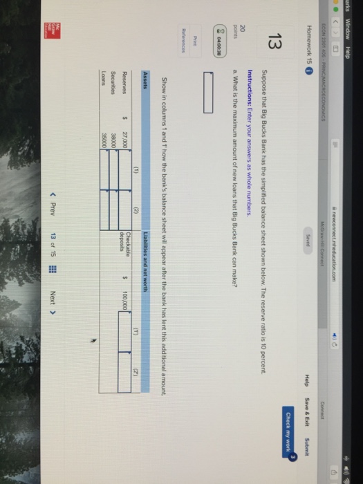 Solved Suppose that Big Bucks Bank has the simplified | Chegg.com