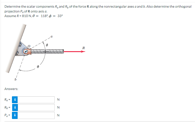 Solved Determine the scalar components Ra and Rb of the | Chegg.com