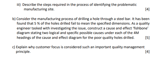 Solved 4) a) A manufacturing company has ten nominally | Chegg.com