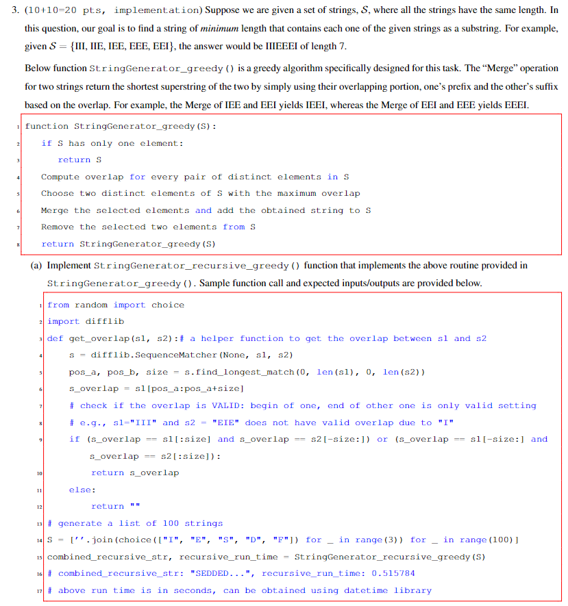 Solved (10+10=20pts, implementation) Suppose we are given a | Chegg.com