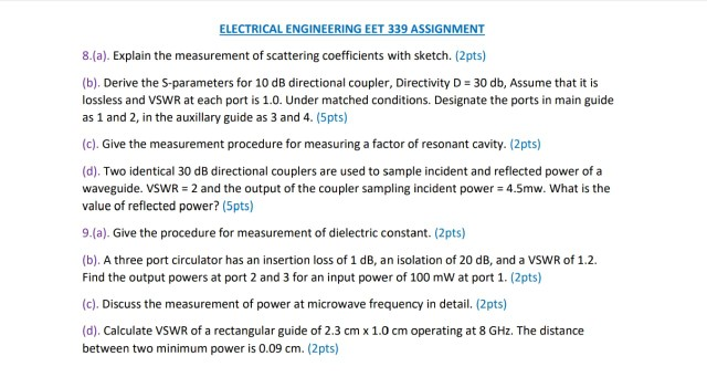 Solved ELECTRICAL ENGINEERING EET 339 ASSIGNMENT 8.(a). | Chegg.com