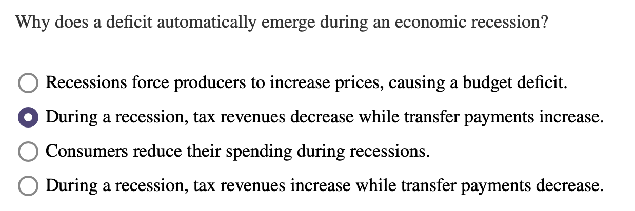 Solved Why does a deficit automatically emerge during an | Chegg.com