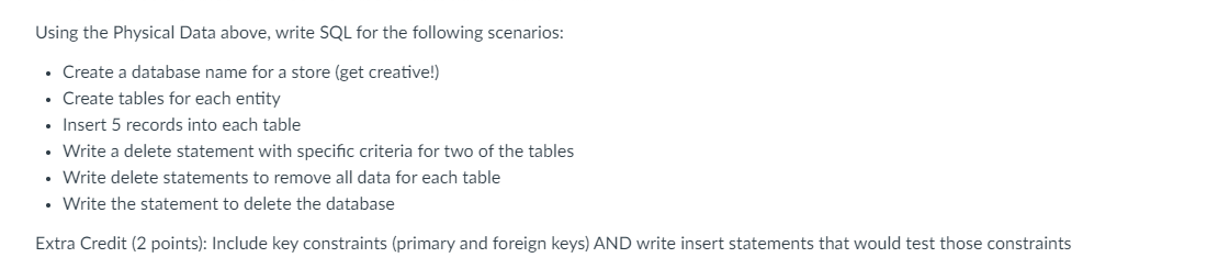 Solved PHYSCAL DATA MODELINGUsing the Physical Data above, | Chegg.com