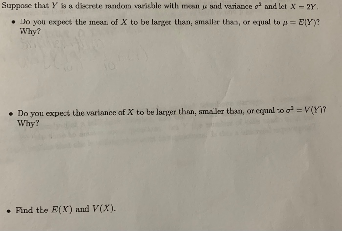 Solved Suppose that Y is a discrete random variable with | Chegg.com
