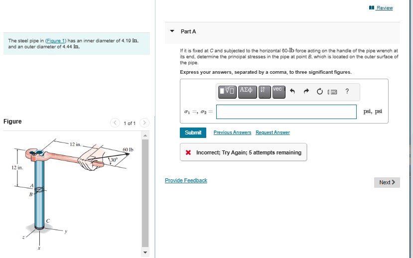 Solved The steel pipe in (Figure 1) ﻿has an inner diameter | Chegg.com