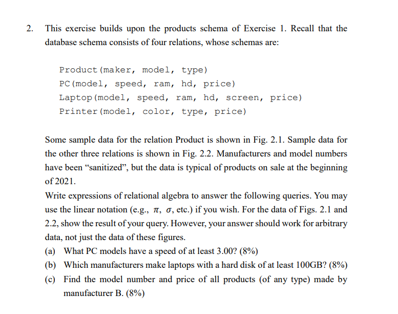 Solved This exercise builds upon the products schema of | Chegg.com