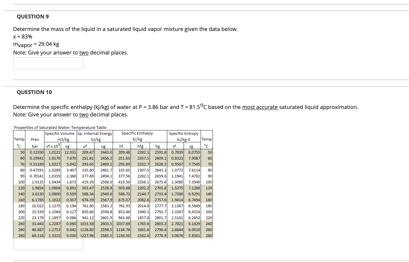 Solved QUESTION 9 Determine the mass of the liquid in a | Chegg.com