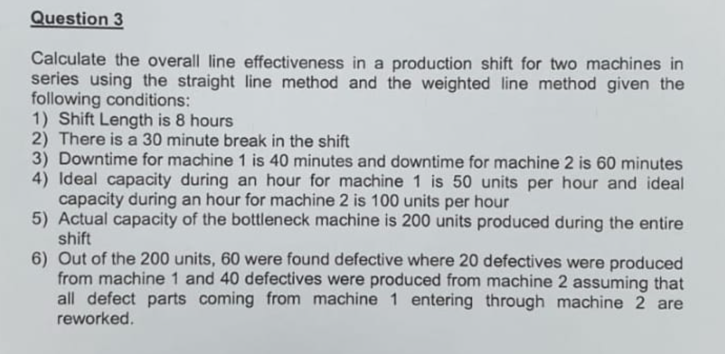 Solved Calculate the overall line effectiveness in a | Chegg.com
