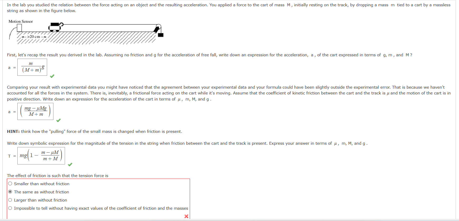 Solved string as shown in the figure below. a=(M+m)mg | Chegg.com