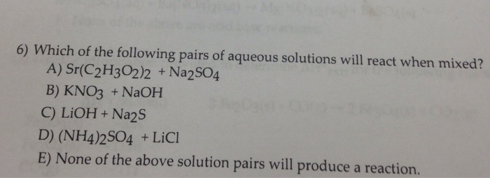 Solved Which of the following pairs of aqueous solutions | Chegg.com