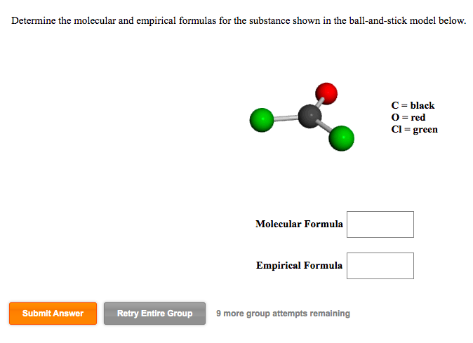 Solved Determine the molecular and empirical formulas for | Chegg.com