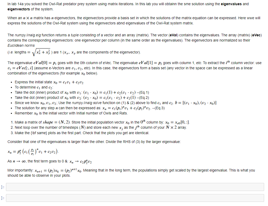 Solved In lab 14a you solved the Owl-Rat predator prey | Chegg.com