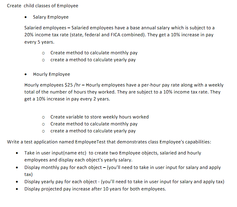 Solved Create a class called Employee that includes several | Chegg.com