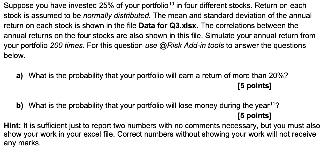 Solved Please use excel and solver. Please show formulas. | Chegg.com