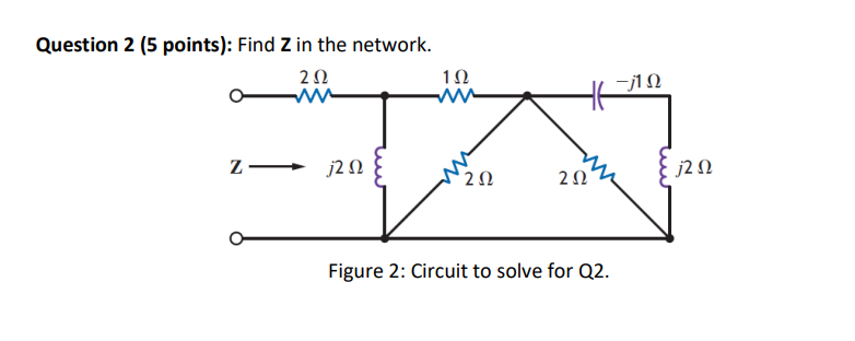 Solved Question 2 (5 points): Find Z in the network. Figure | Chegg.com