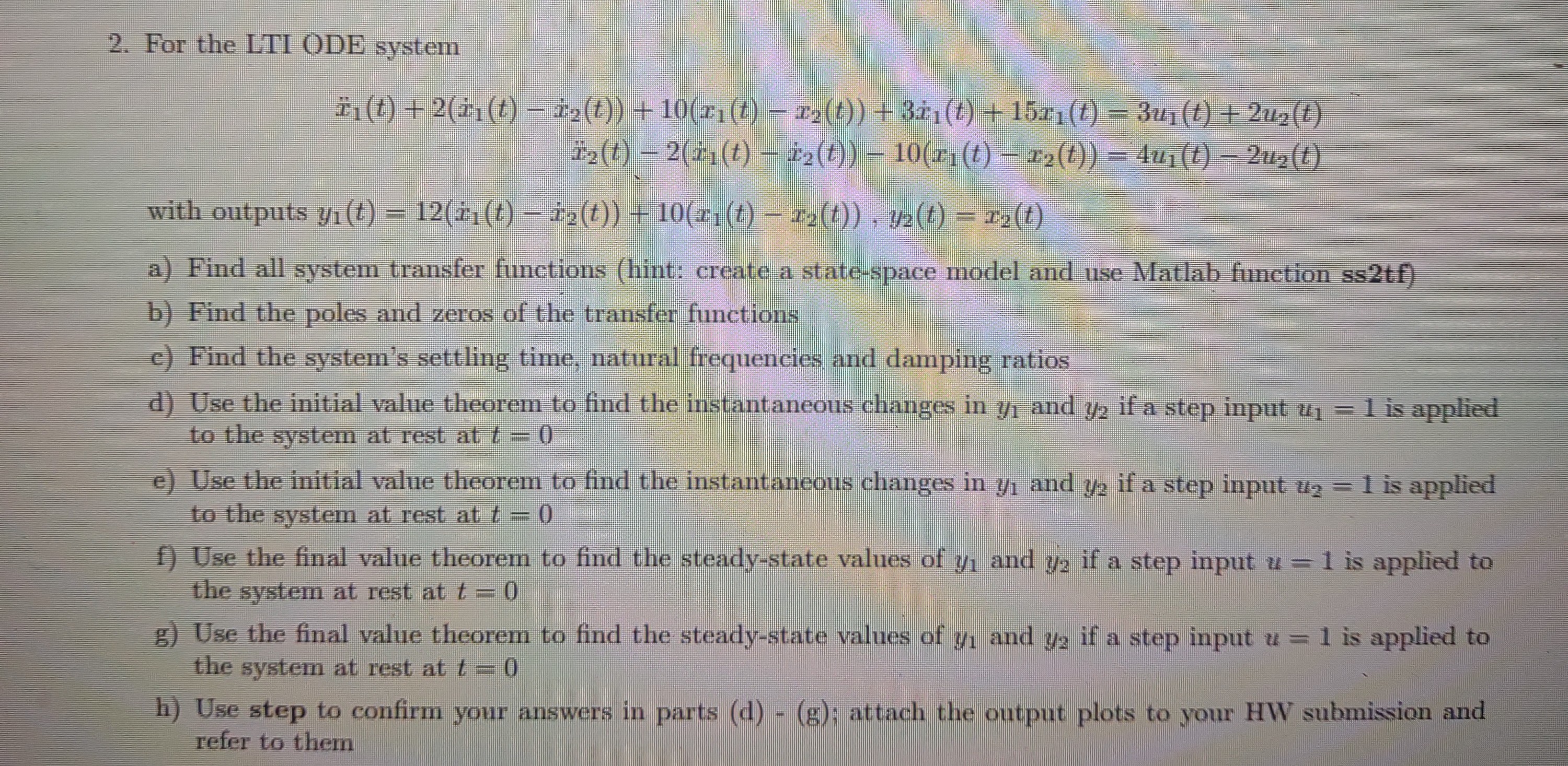 Solved 2. For the LTI ODE system | Chegg.com