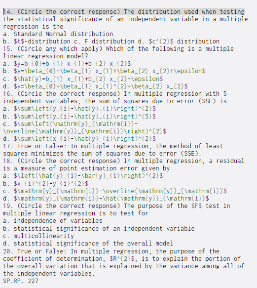 Solved 114. (Circle the correct response) The distribution | Chegg.com