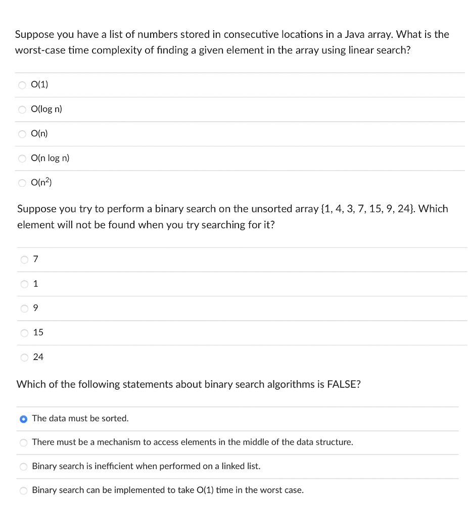 Solved Suppose you have a list of numbers stored in | Chegg.com