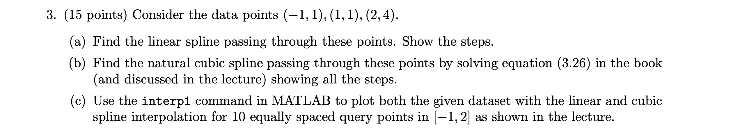 3. (15 points) Consider the data points | Chegg.com