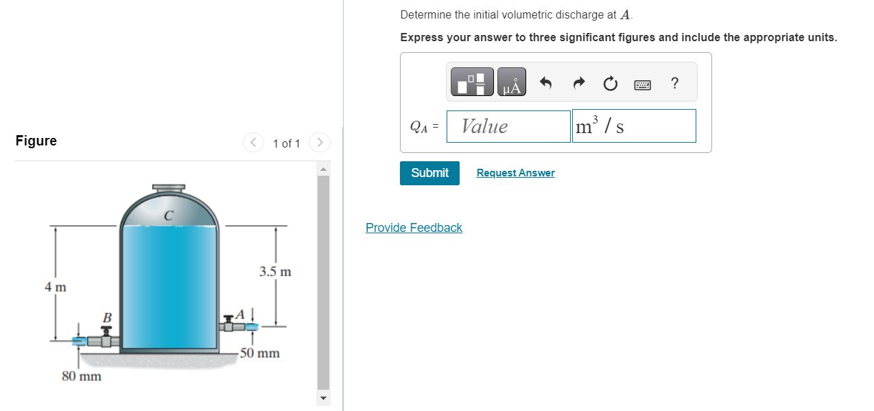 Solved Water from the large closed tank (Figure 1) is to be | Chegg.com