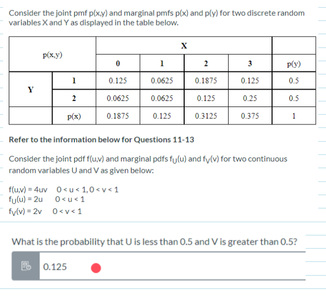 Solved Consider the joint pmf p(x,y) and marginal pmfs p(x) | Chegg.com