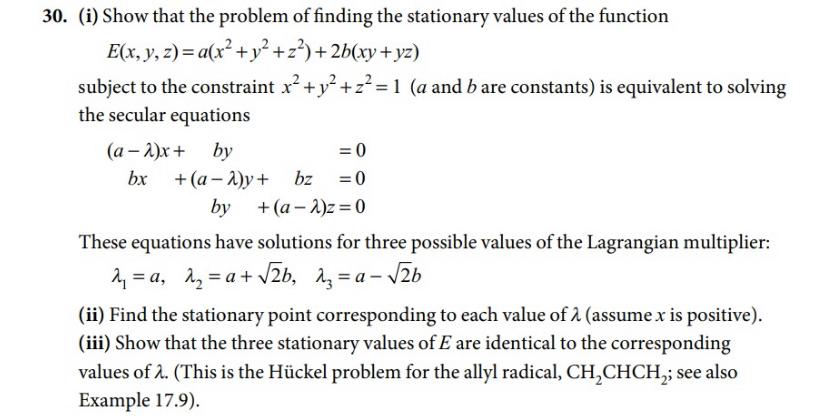 Solved (i) ﻿Show that the problem of finding the stationary | Chegg.com
