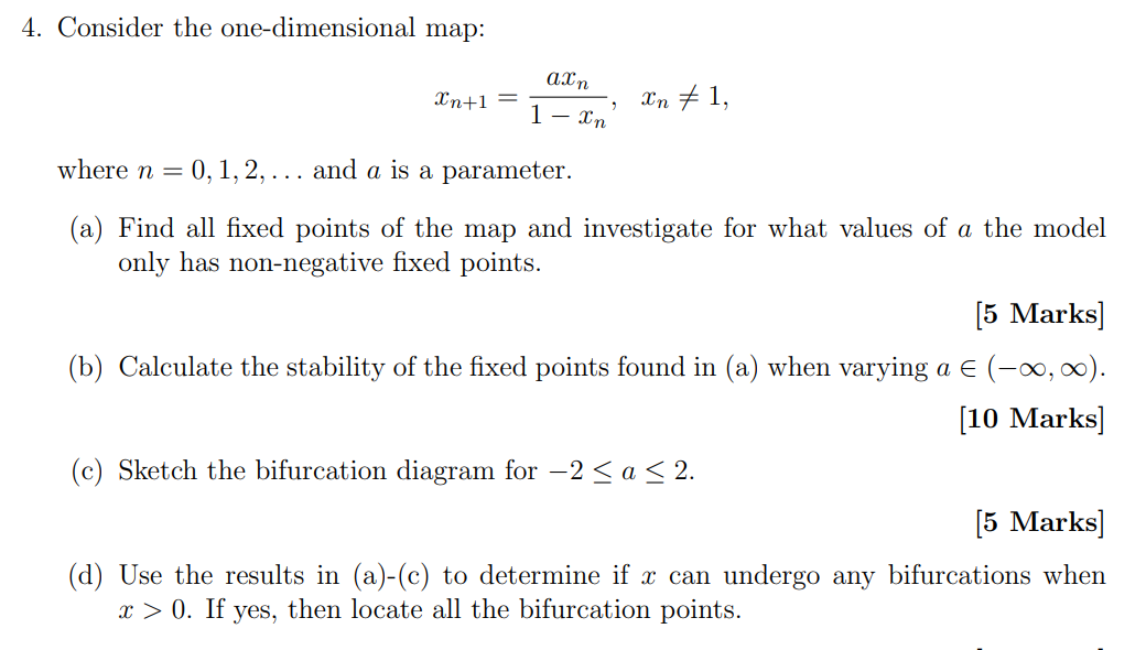 Solved 4. Consider the one-dimensional map: | Chegg.com