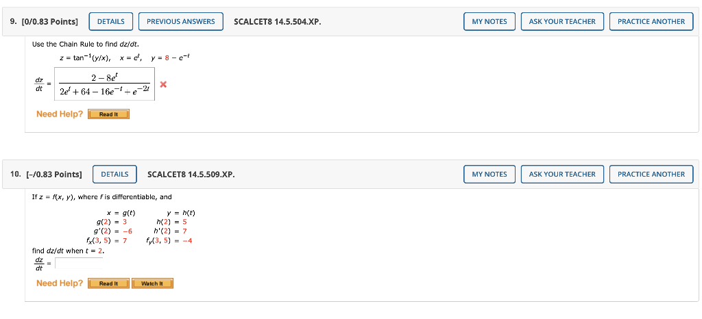 Solved 9. [0/0.83 Points] DETAILS PREVIOUS ANSWERS SCALCET8 | Chegg.com