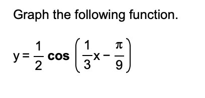 Solved graph the function. show your work y= 1/2cos(1/3x− | Chegg.com