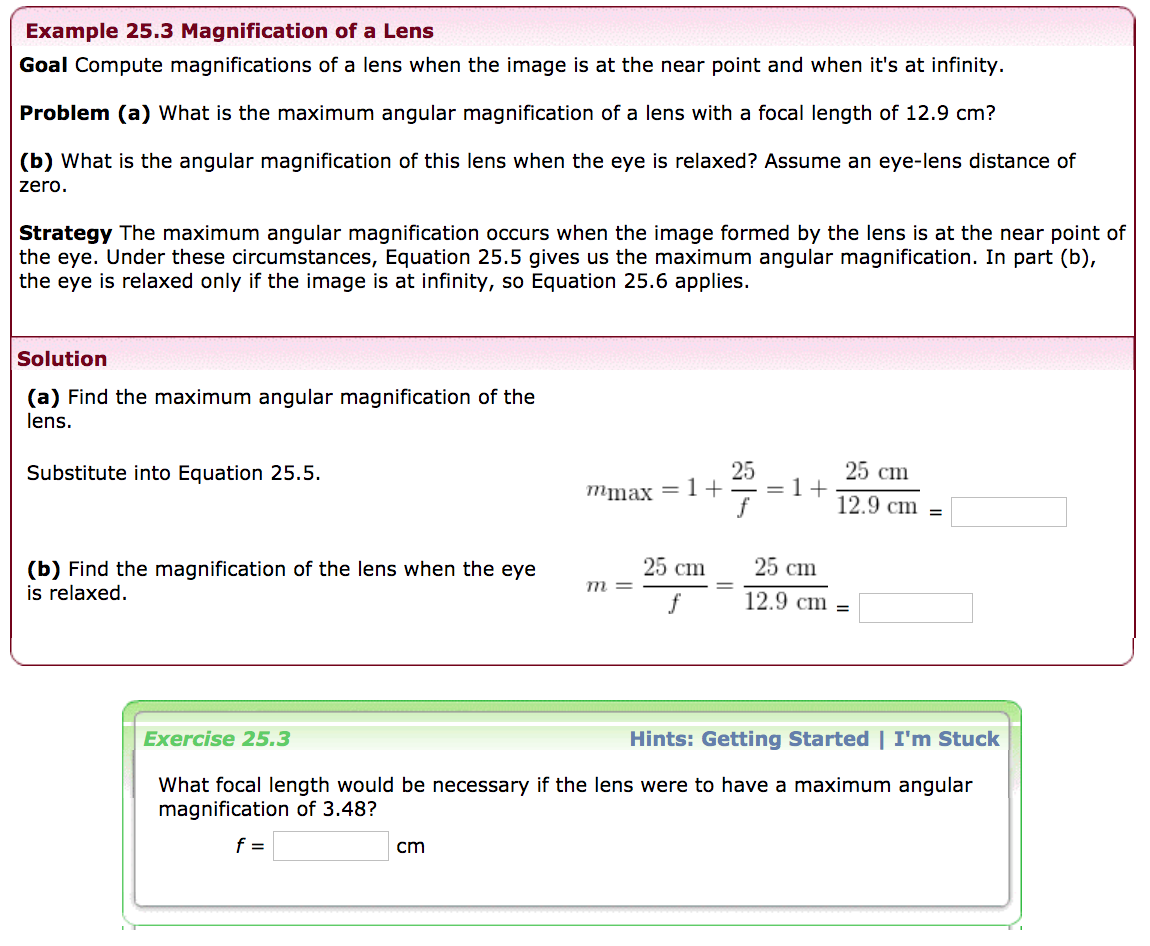 Solved Example 25.3 Magnification of a Lens Goal Compute | Chegg.com