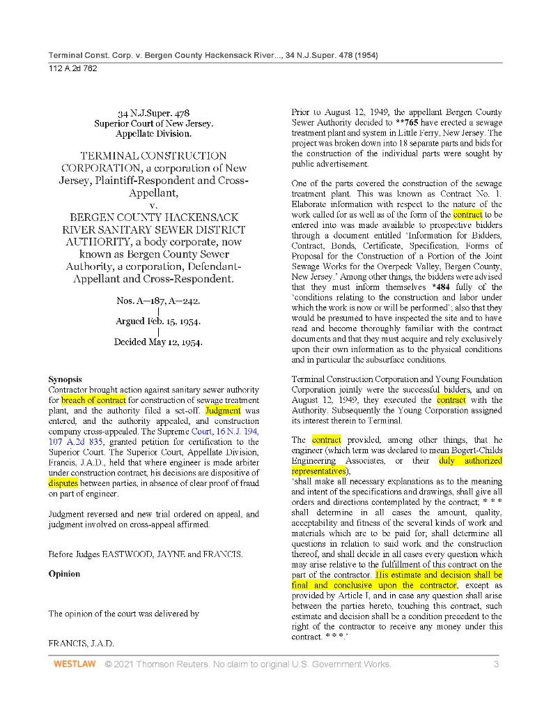 Q.1) Create a Case Brief on below mentioned case. | Chegg.com