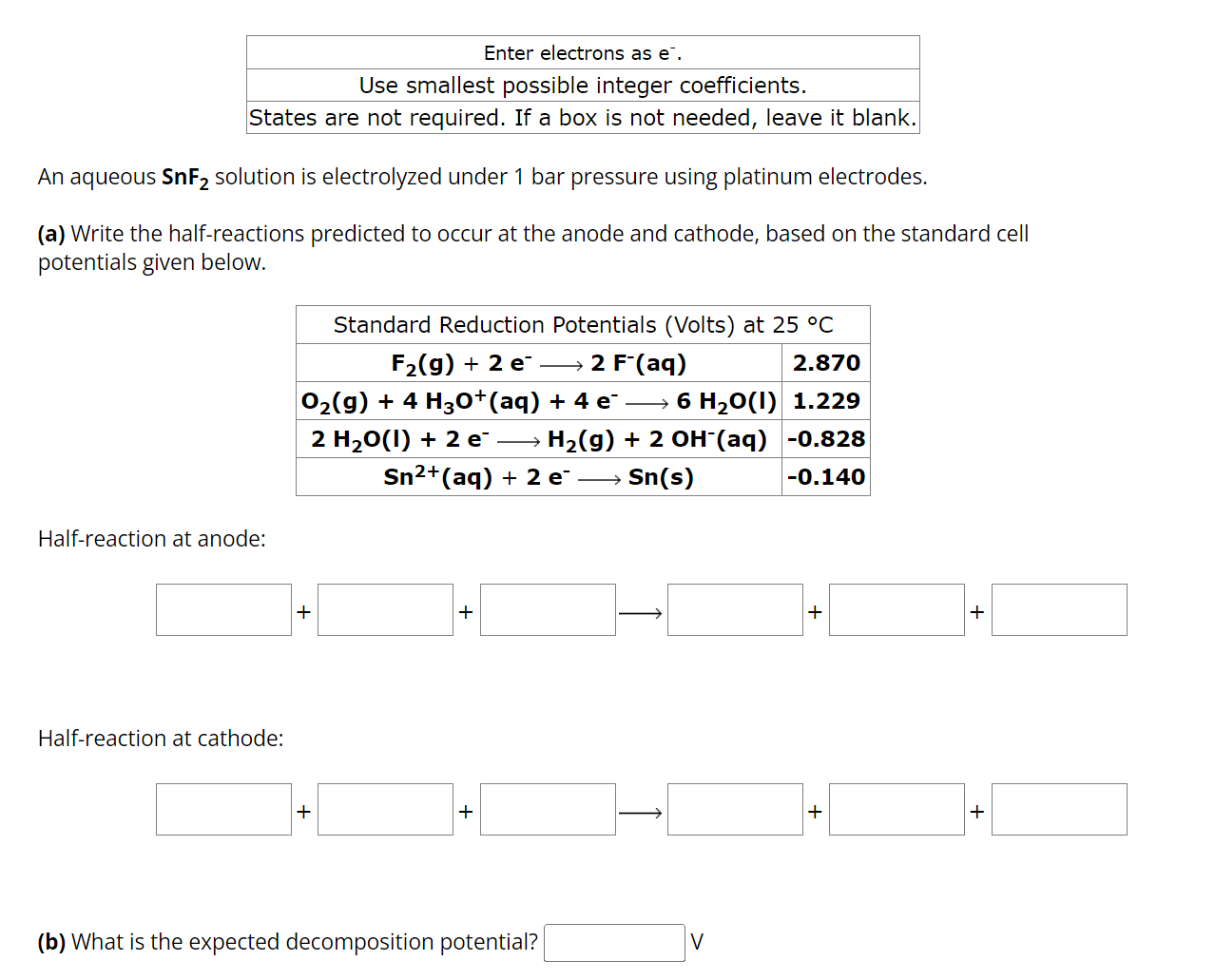 Solved Enter electrons as e-.Use smallest possible integer | Chegg.com
