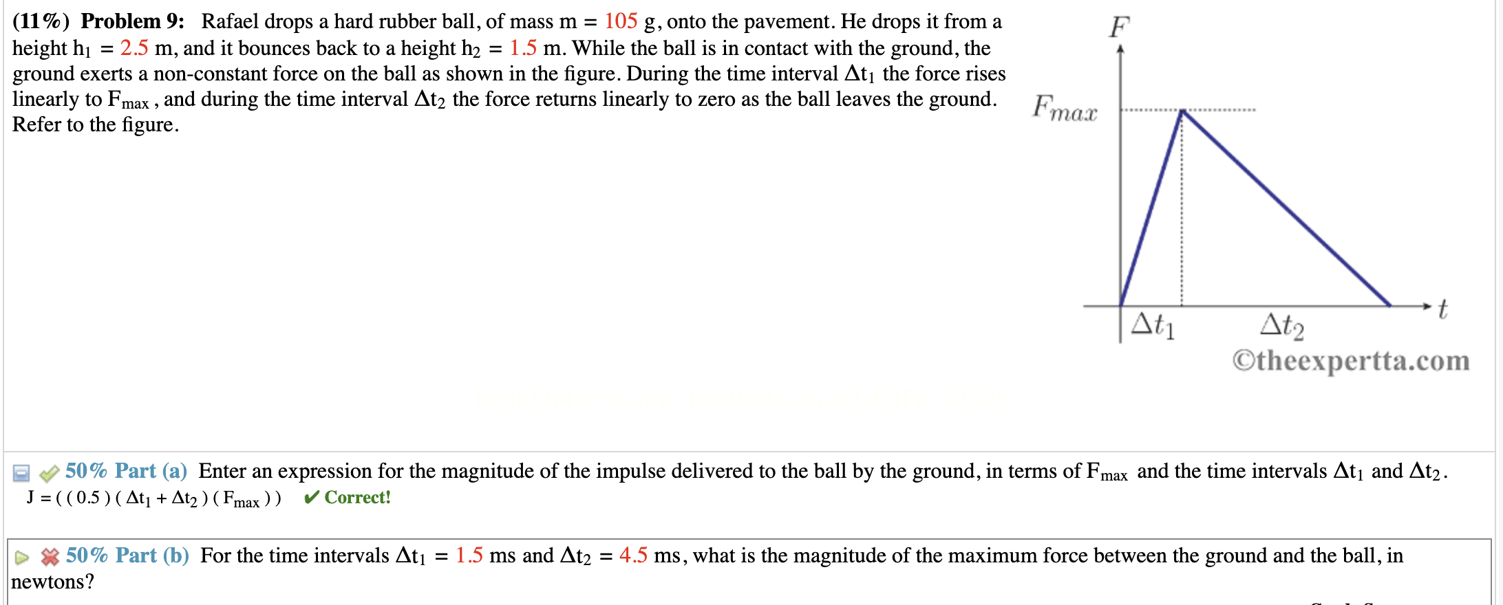 Solved I keep getting 55.16 newtons for part b, but that is | Chegg.com
