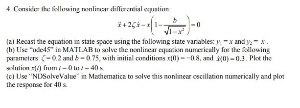 Solved 4. Consider the following nonlinear differential | Chegg.com
