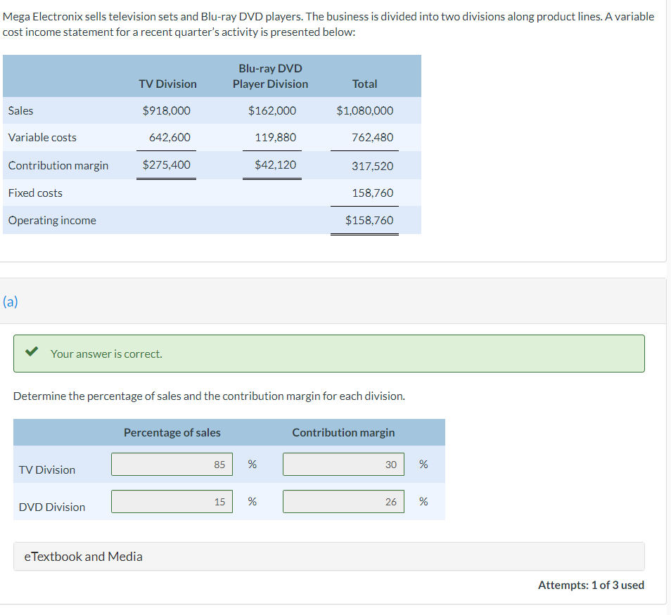 Solved Mega Electronix sells television sets and Blu-ray DVD | Chegg.com