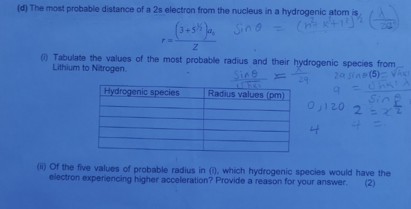 D The Most Probable Distance Of A 2s Electron From