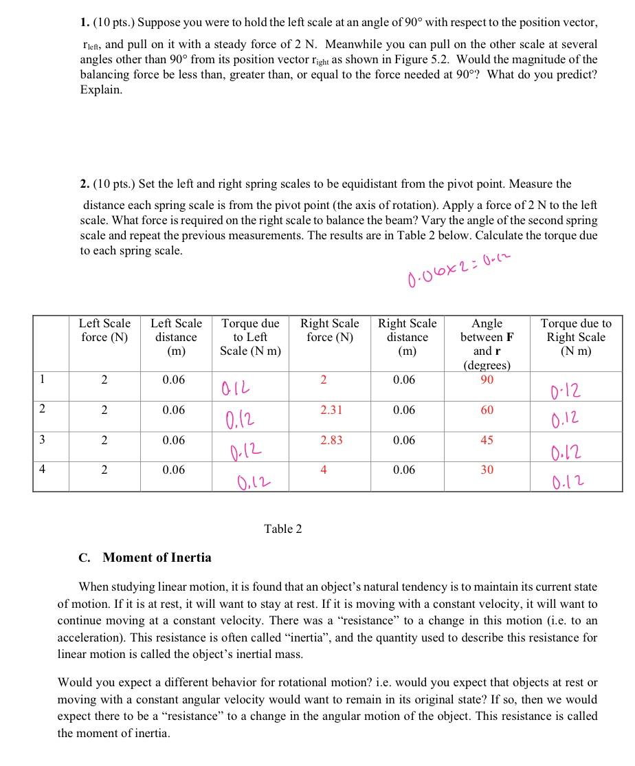 Solved 2.(10 pts.) Keep the left spring scale in the same | Chegg.com