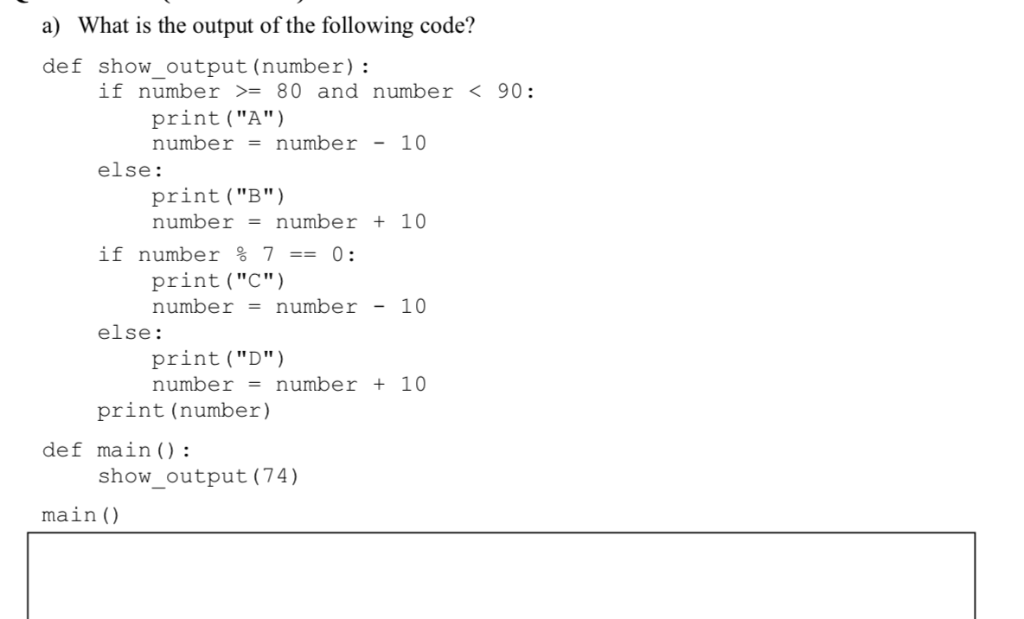 Solved d) Using the code tracing technique taught in | Chegg.com