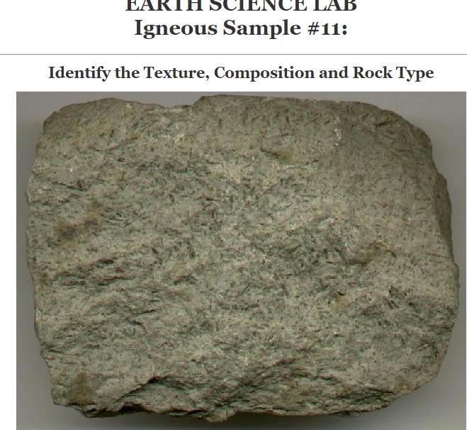 Solved EARTH SCIENCE LAB Igneous Sample #5: lentify the | Chegg.com