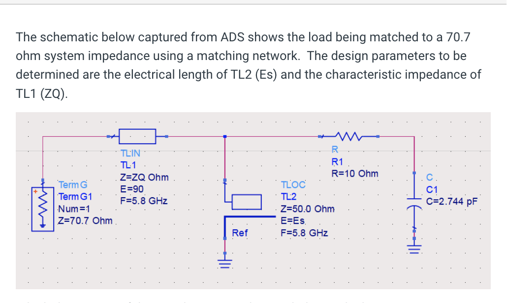 Solved The schematic below captured from ADS shows the load | Chegg.com