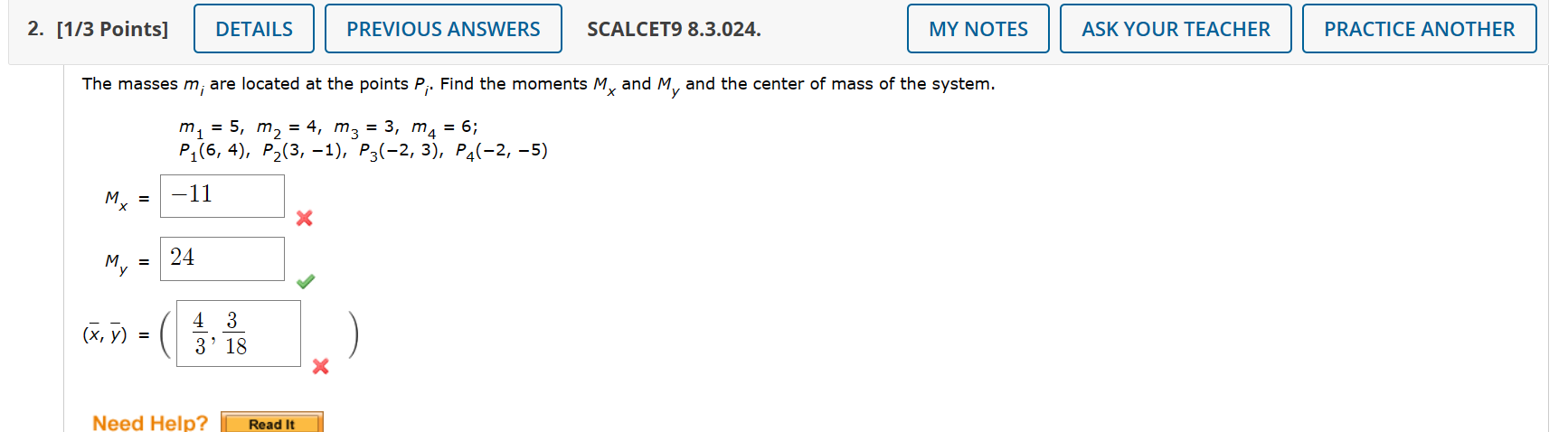 Solved m1=5,m2=4,m3=3,m4=6P1(6,4),P2(3,−1),P3(−2,3),P4(−2,−5 | Chegg.com