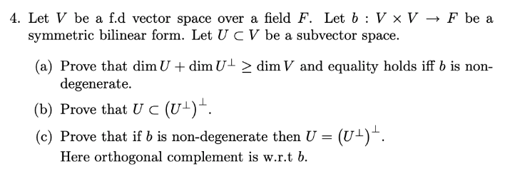 Solved 4. Let V be a f.d vector space over a field F. Let | Chegg.com