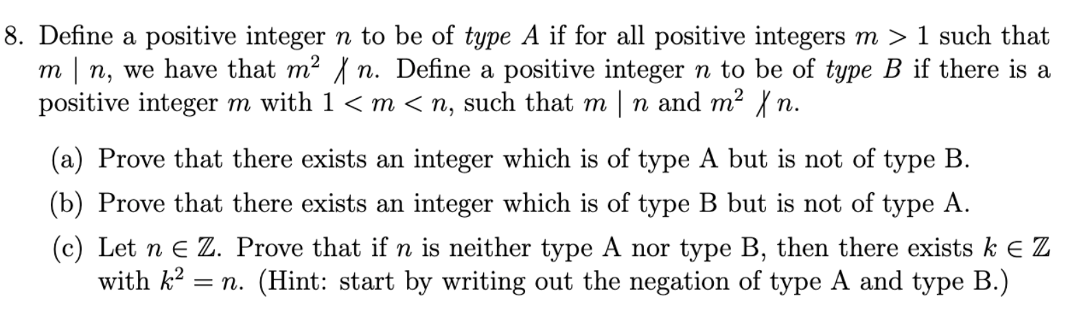 Solved Define a positive integer n to be of type A if for | Chegg.com