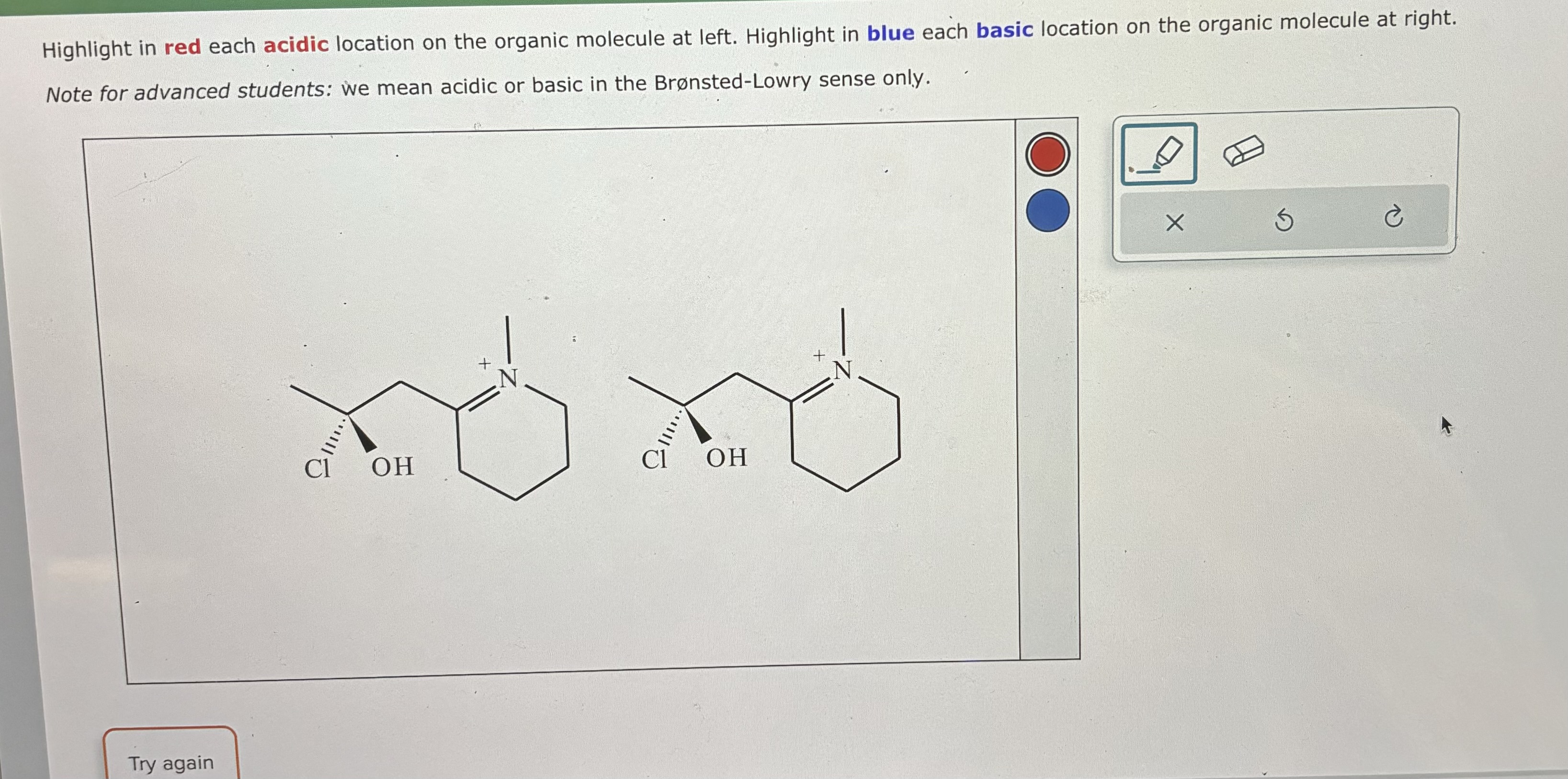 Solved Highlight in red each acidic location on the organic | Chegg.com