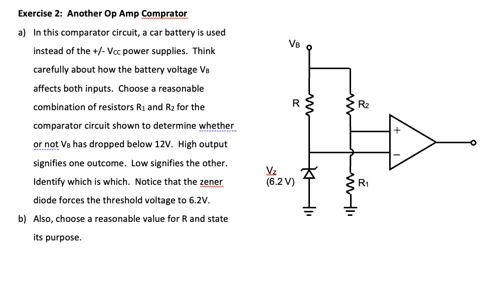 Solved Exercise 2: Another Op Amp Comprator a) In this | Chegg.com